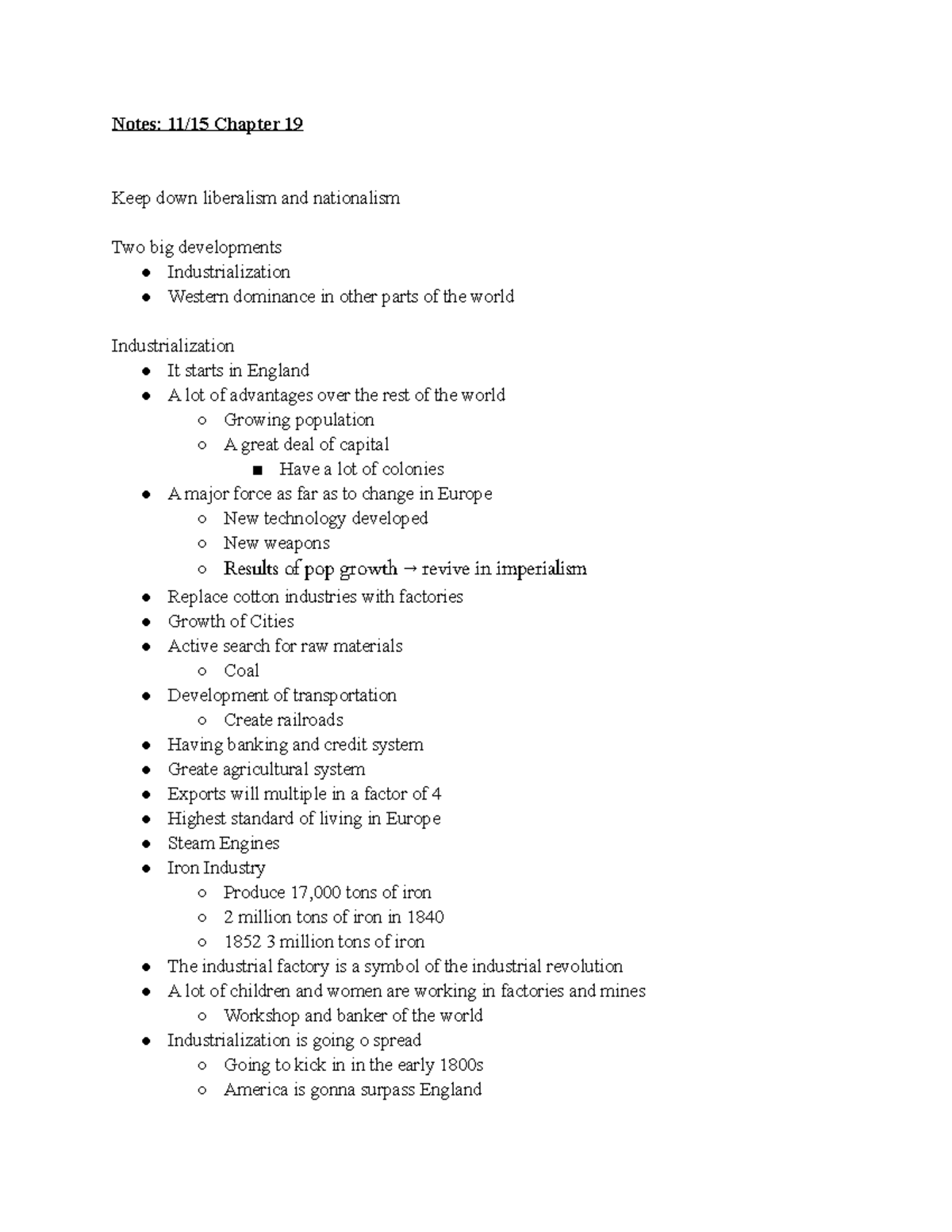 History Notes Pt 2 - Professor Michael Matthews - Notes: 11/15 Chapter ...