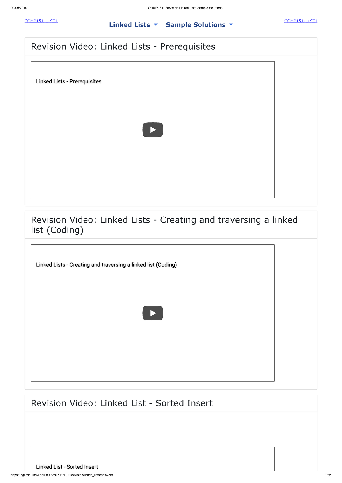 COMP1511 19T1 Linked Lists Revision: Solutions & Explanations - Studocu