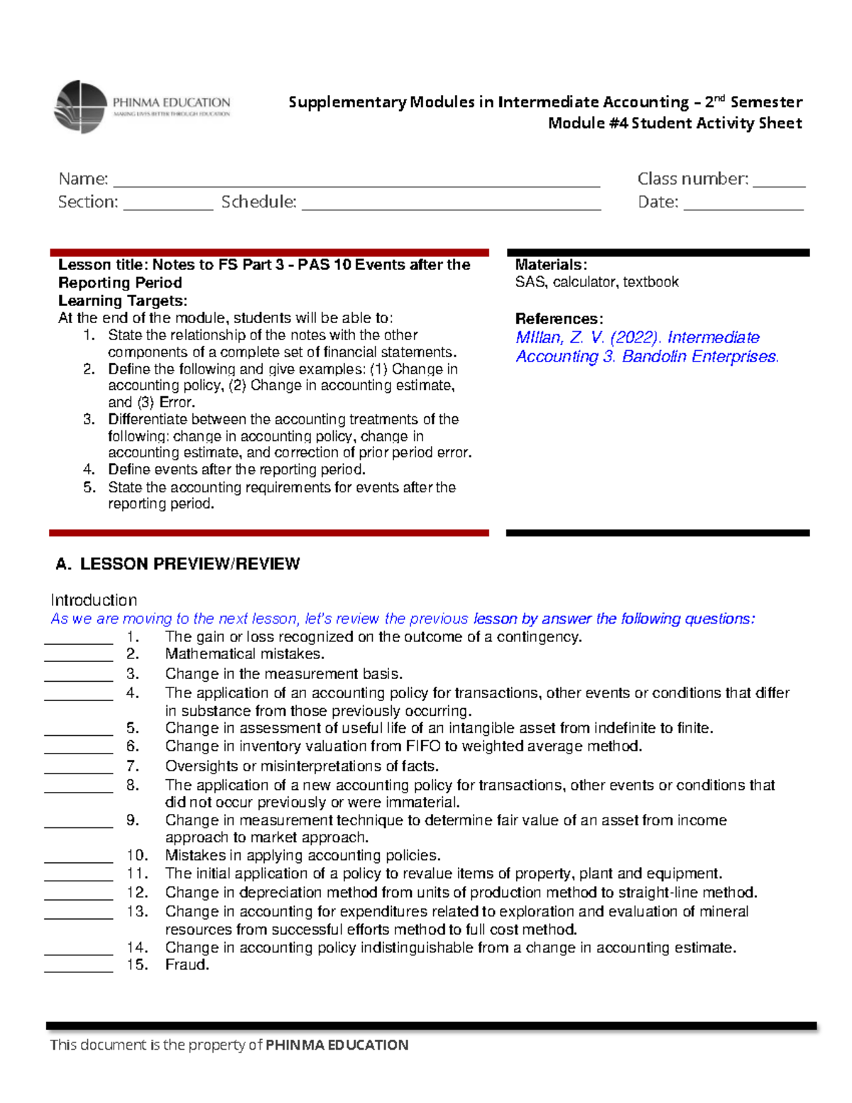 GEN 016 - Intermediate Accounting: Notes to FS Part 3 (PAS 10) - Studocu