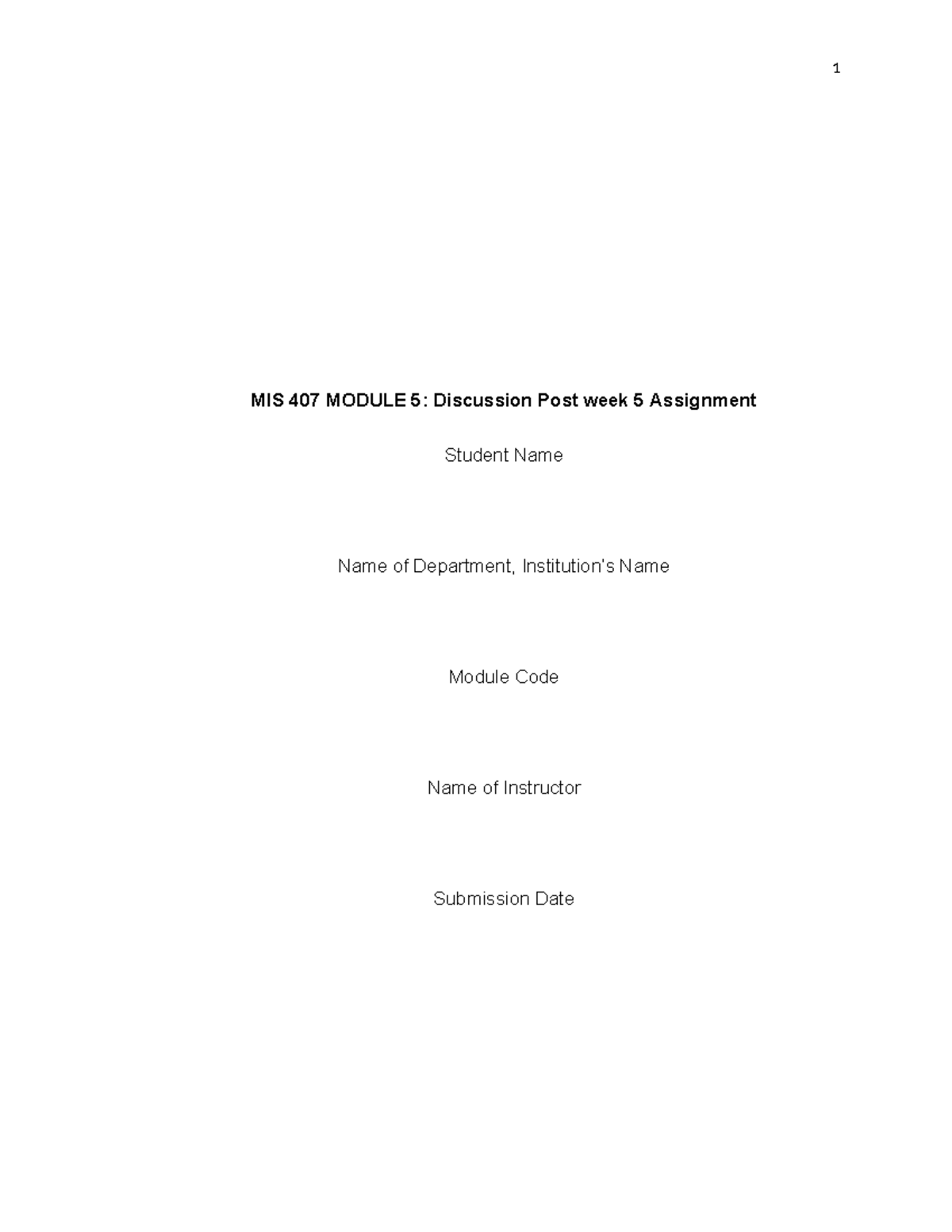 MIS 407 Module 5: Discussion Post on Database Schema Creation - Studocu