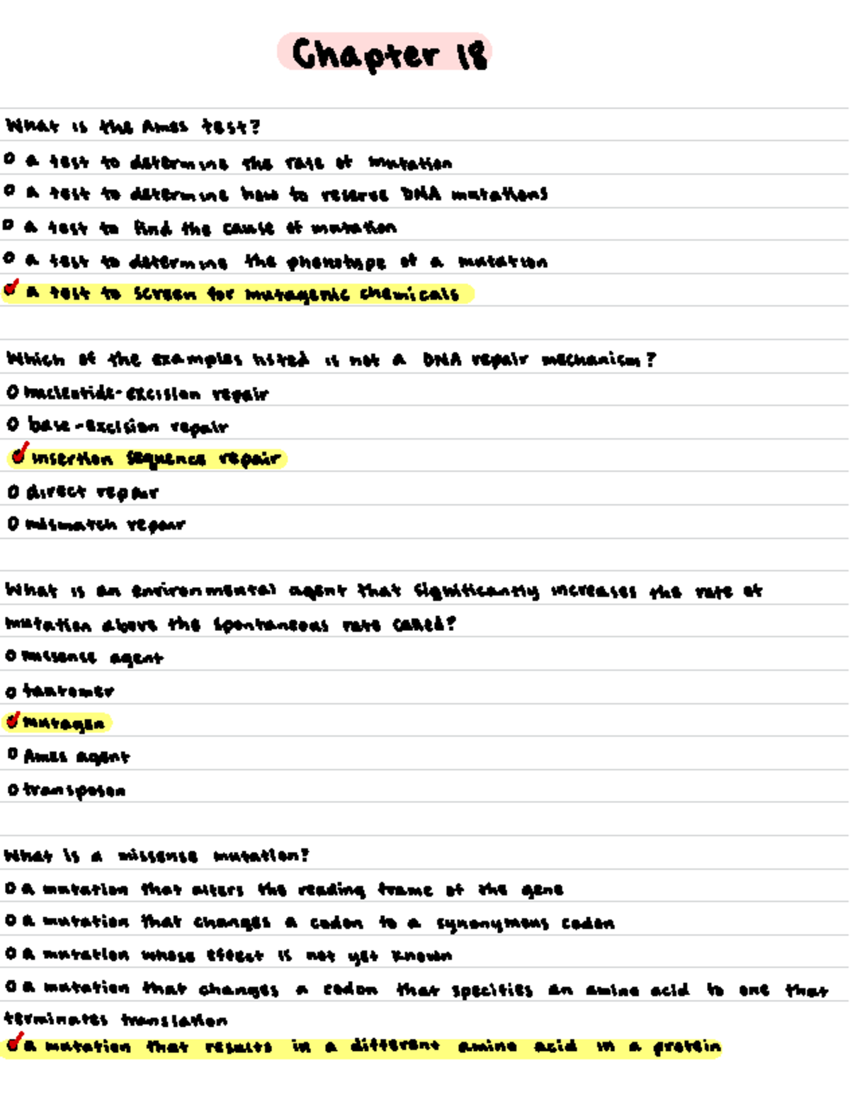 BIO101: Chapter 18 - Achieve Reading Quiz Questions on Mutations - Studocu