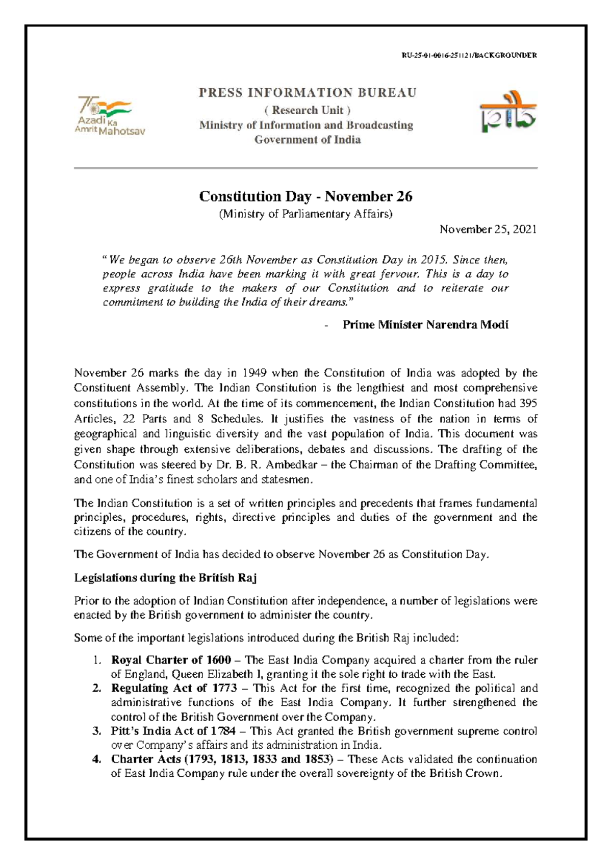 Constitution Day Essay: Celebrating India's Founding Document - Studocu