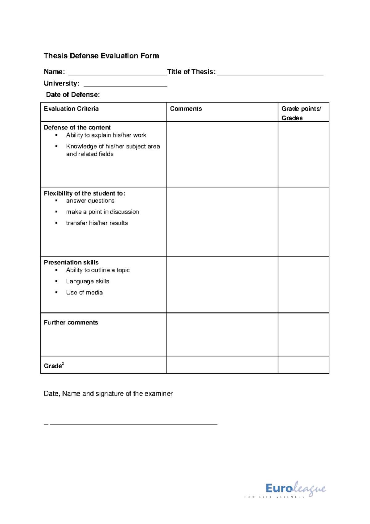 Thesis Defense Evaluation Form - Studocu