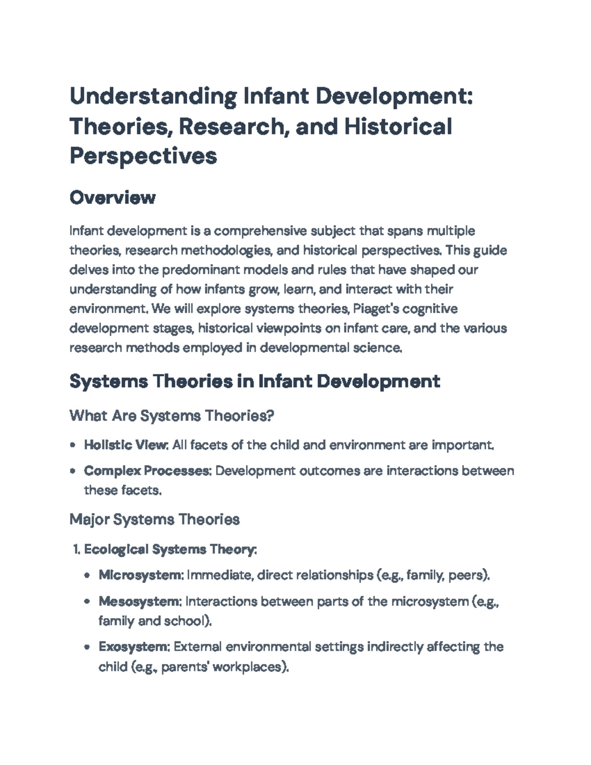 Comprehensive Overview of Infant Development and Policy Implications ...