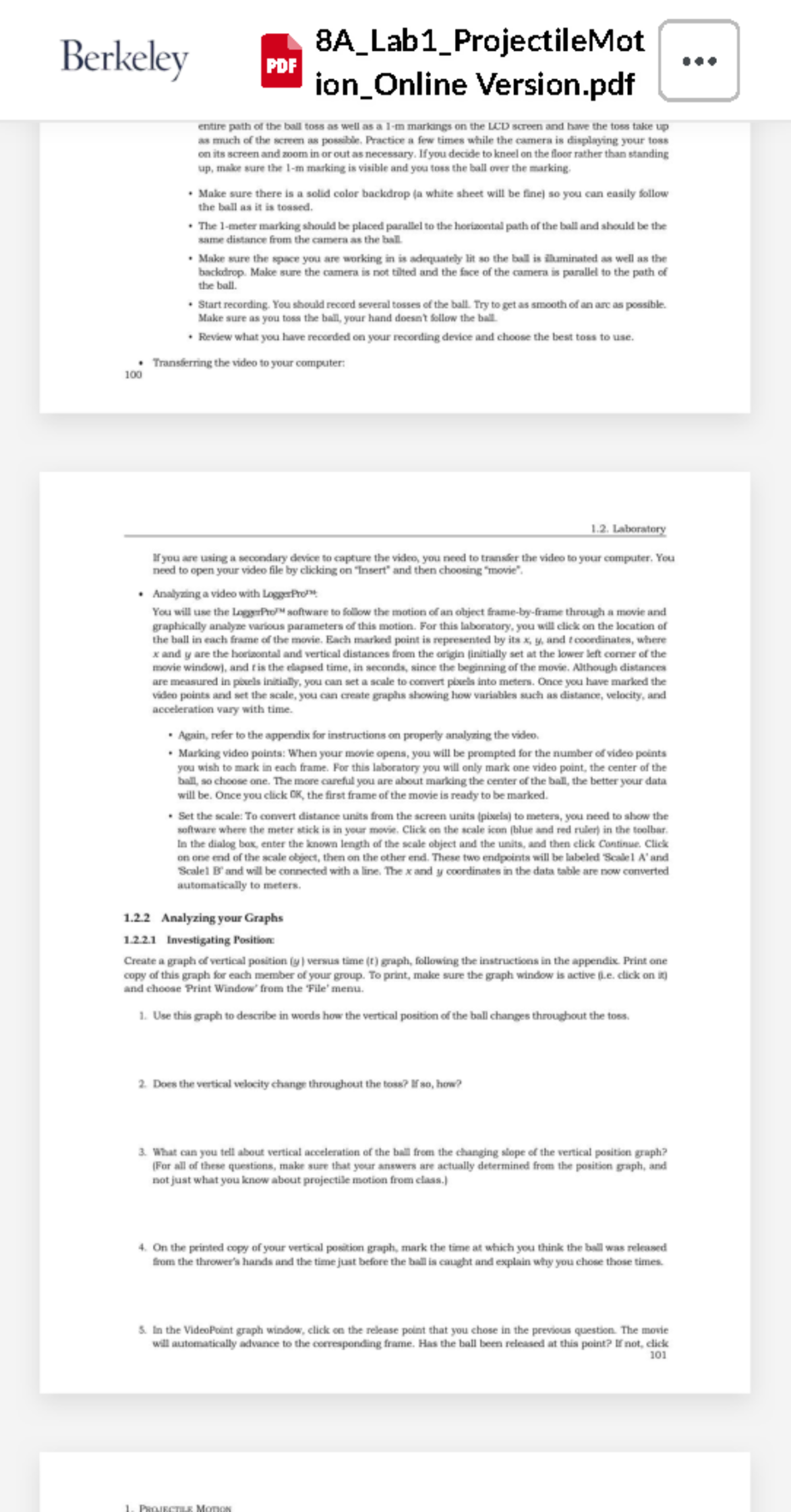 8A_Lab1_Projectile_Motion_Recording_Instructions.pdf - Studocu