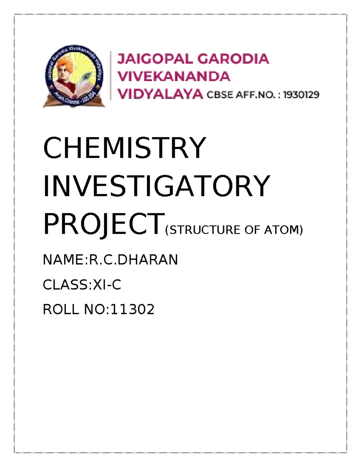 CHEM 101: Investigatory Project on Atomic Structure and Models - Studocu