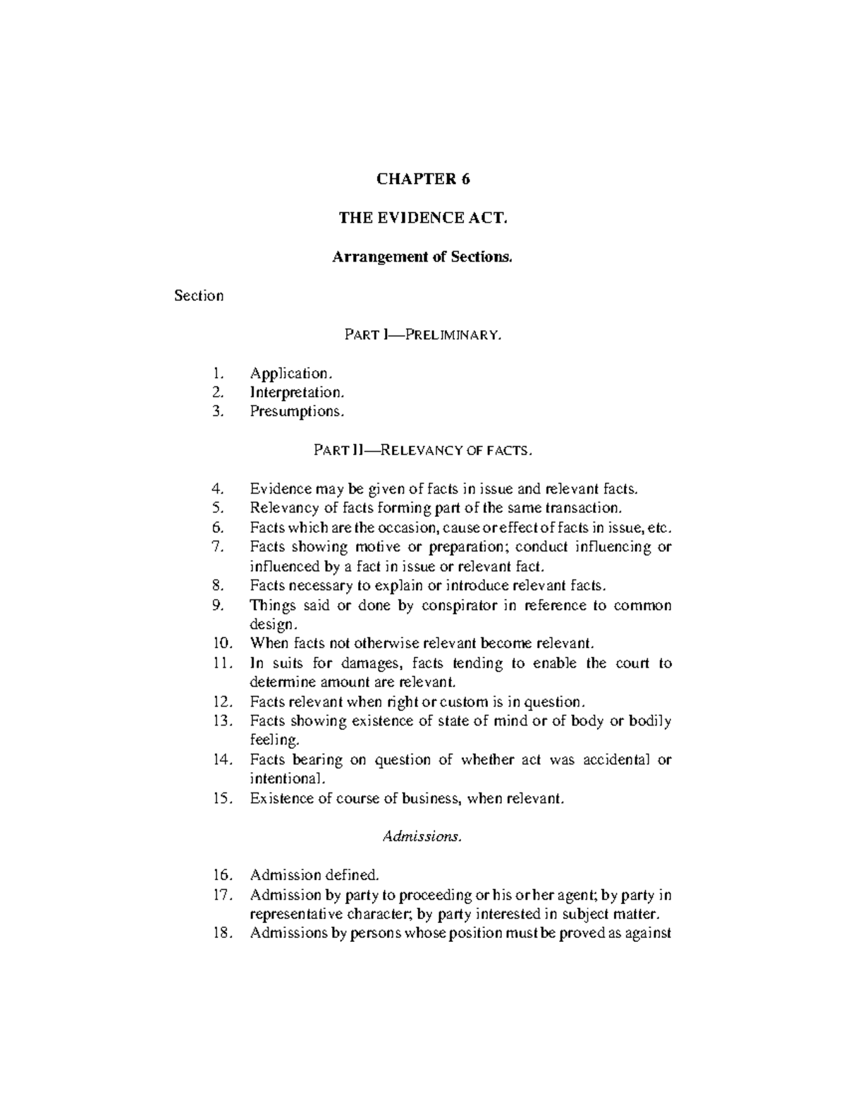 CHAPTER 6: EVIDENCE ACT - Key Sections and Interpretations - Studocu