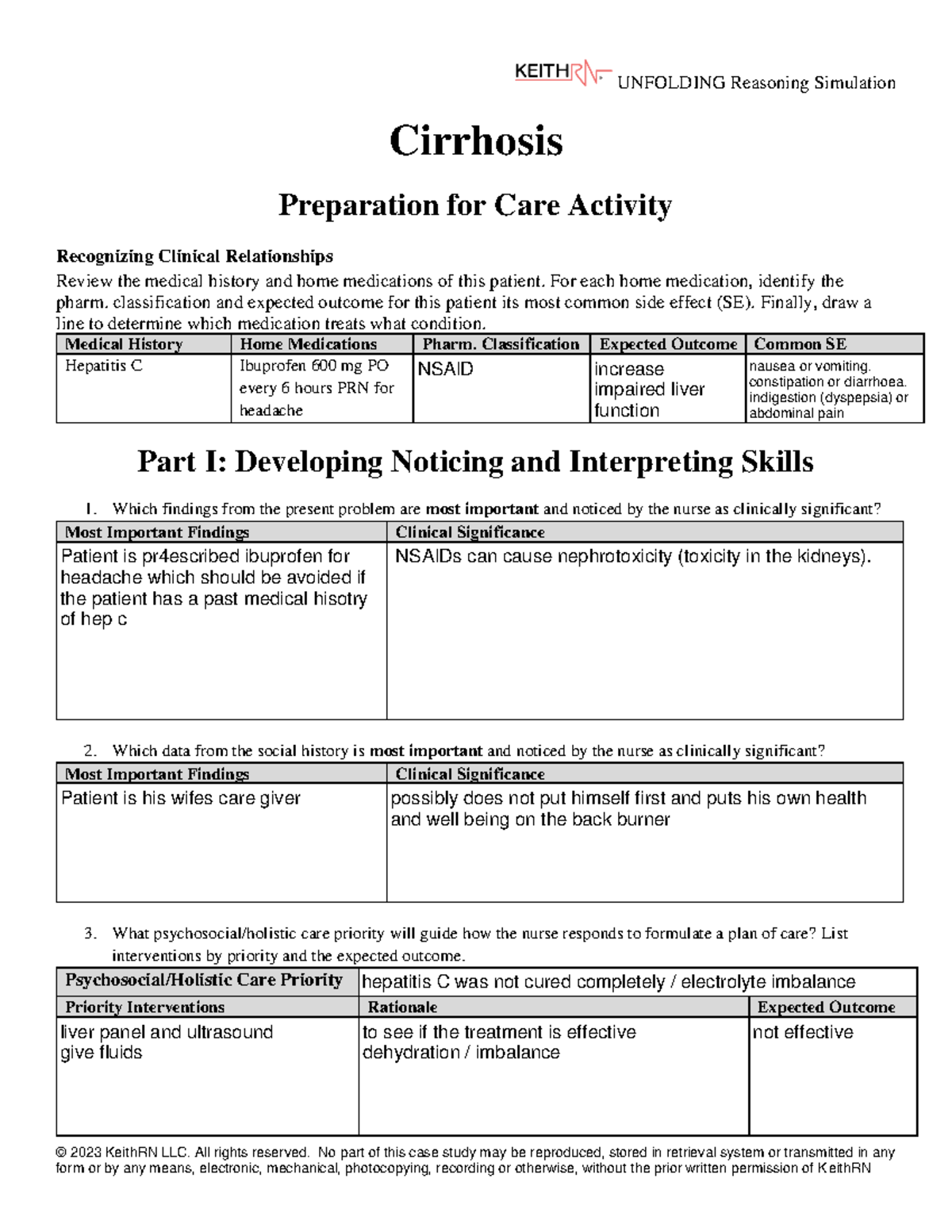 Complete cirrhosis case study - © 2023 KeithRN LLC. All rights reserved ...