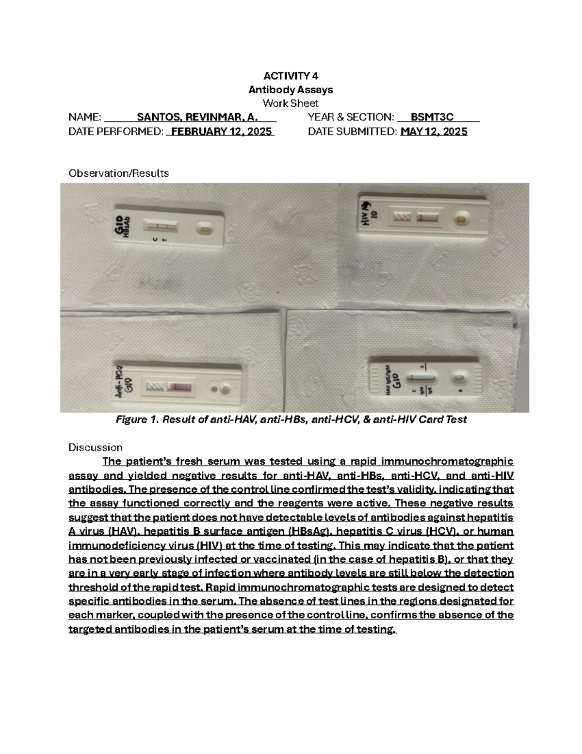 ACTIVITY 4: Antibody Assays Worksheet for BSMT3C Students - Studocu
