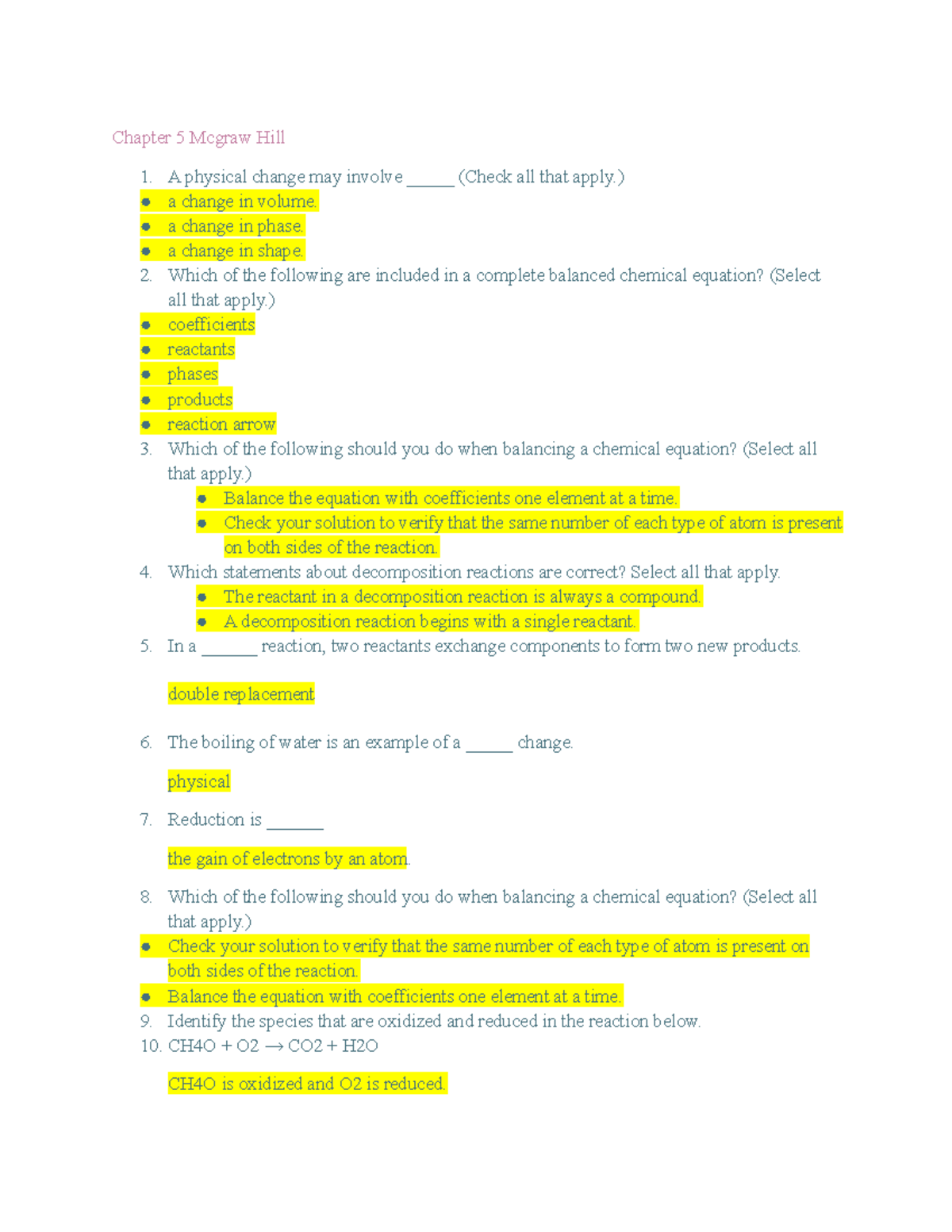 Chapter 5 Chemistry Notes - McGraw Hill Summary - Studocu