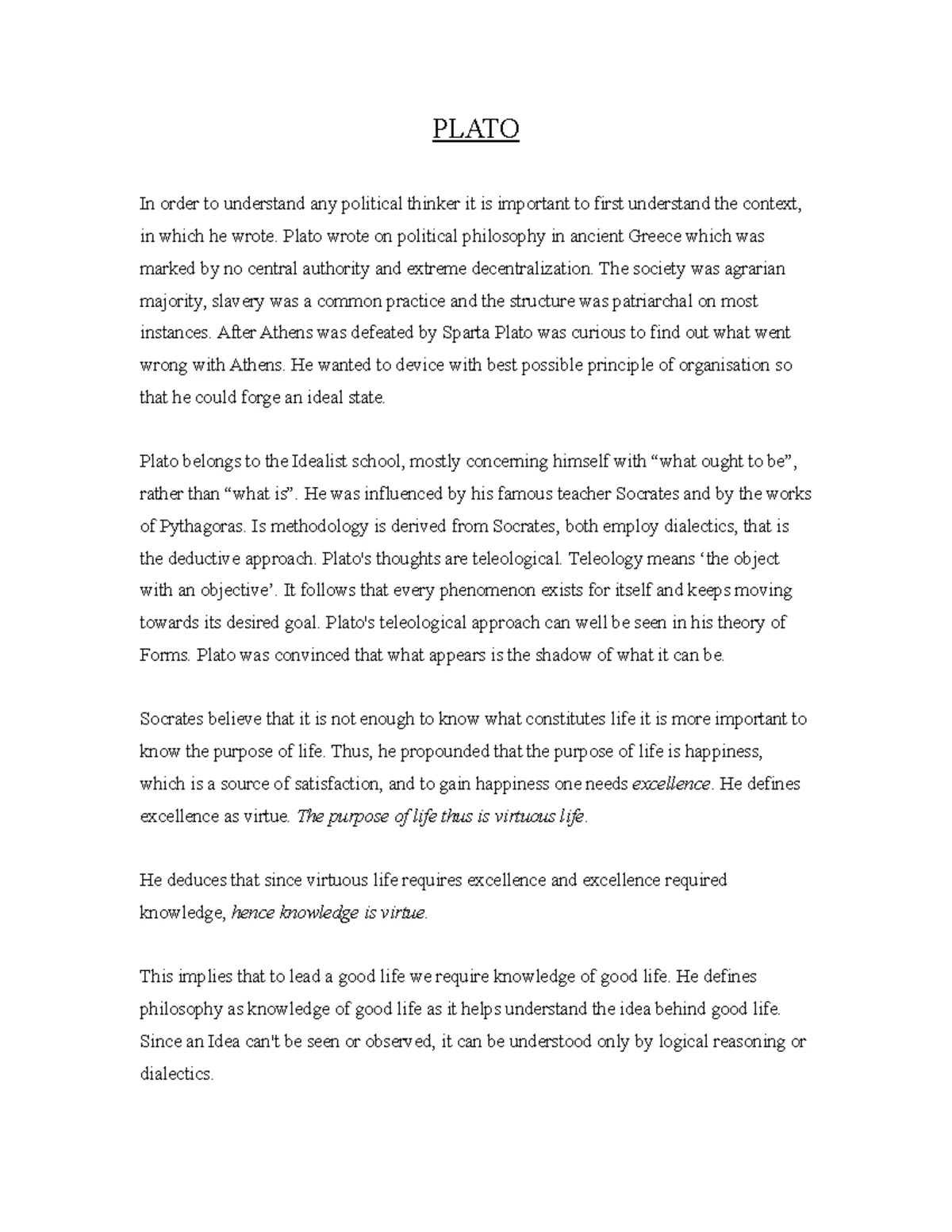 Platos Theory Of Philosopher King - Q) Critically examine Plato’s ...