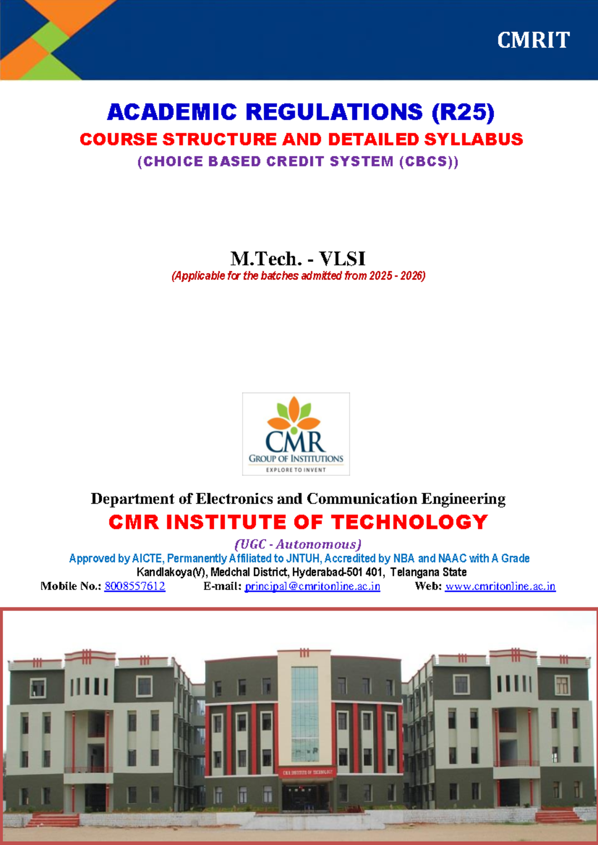 CMRIT M.Tech. VLSI (R25) Academic Regulations & Syllabus Overview - Studocu