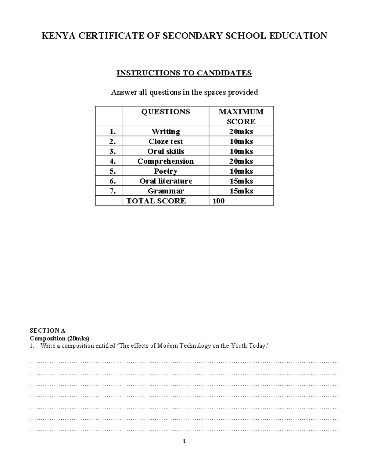 English-F2 - Form 2 Assessment and Practice Exercises - Studocu