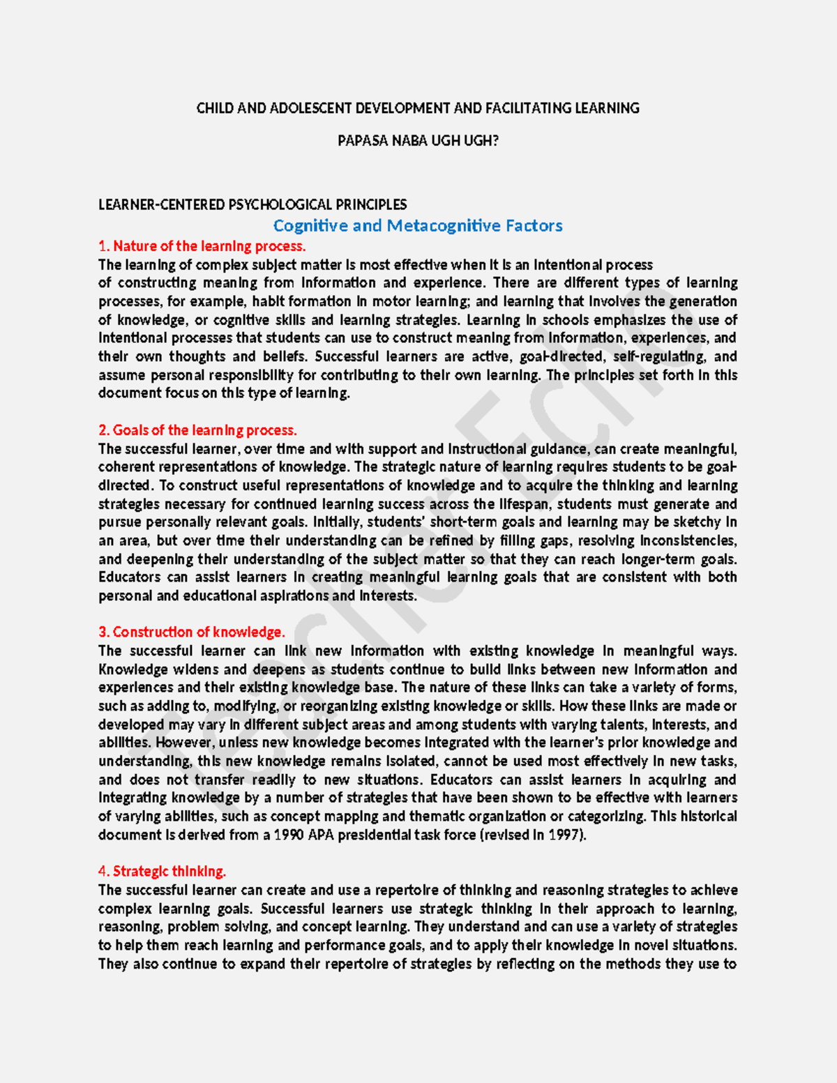 Child and Adolescent Development: Key Principles and Strategies (CHILD ...