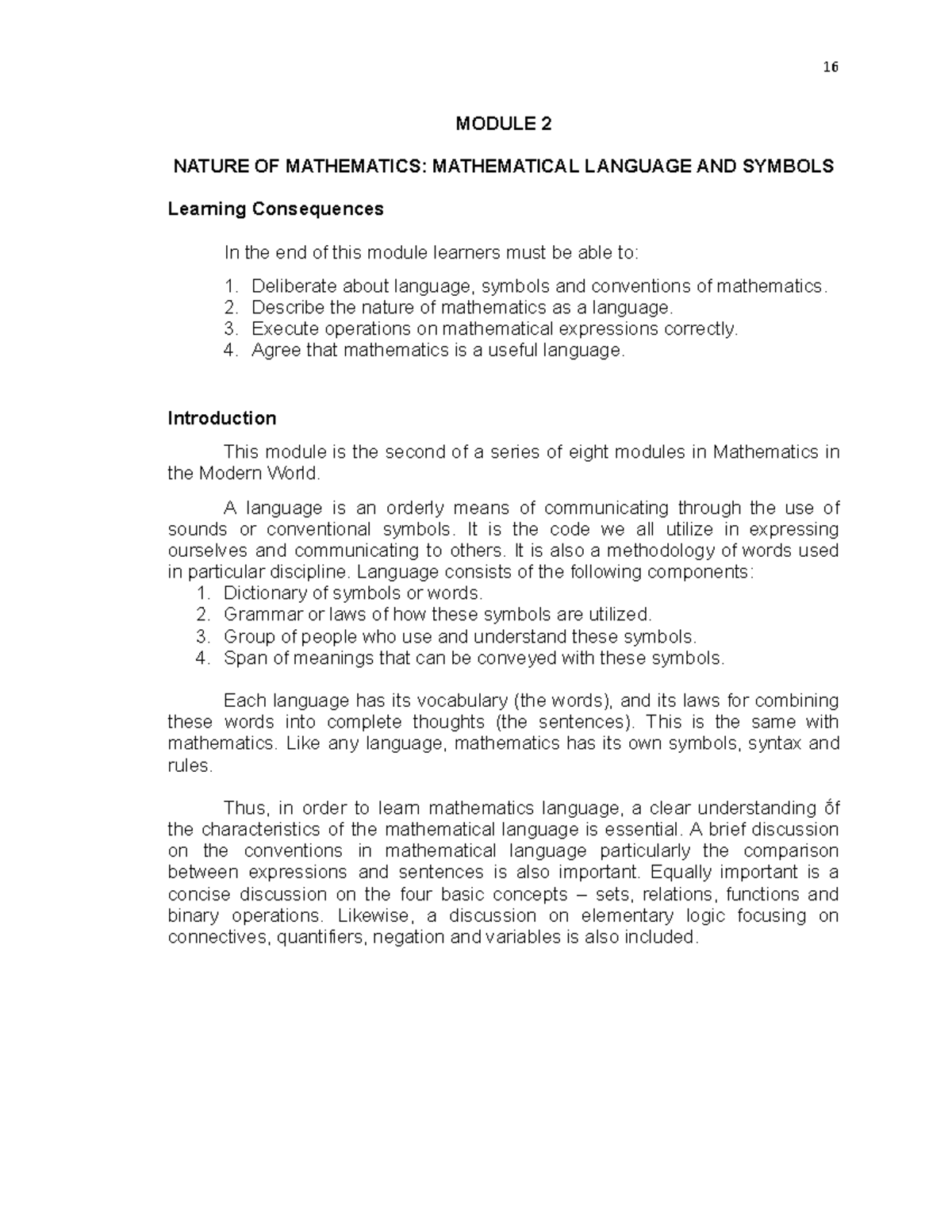 MATH - Mathematics in the Modern World - MODULE 2 NATURE OF MATHEMATICS ...
