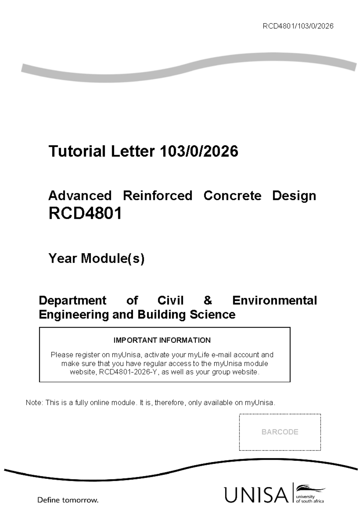 TL103 RCD4801-2026 Advanced Reinforced Concrete Design Project - Studocu