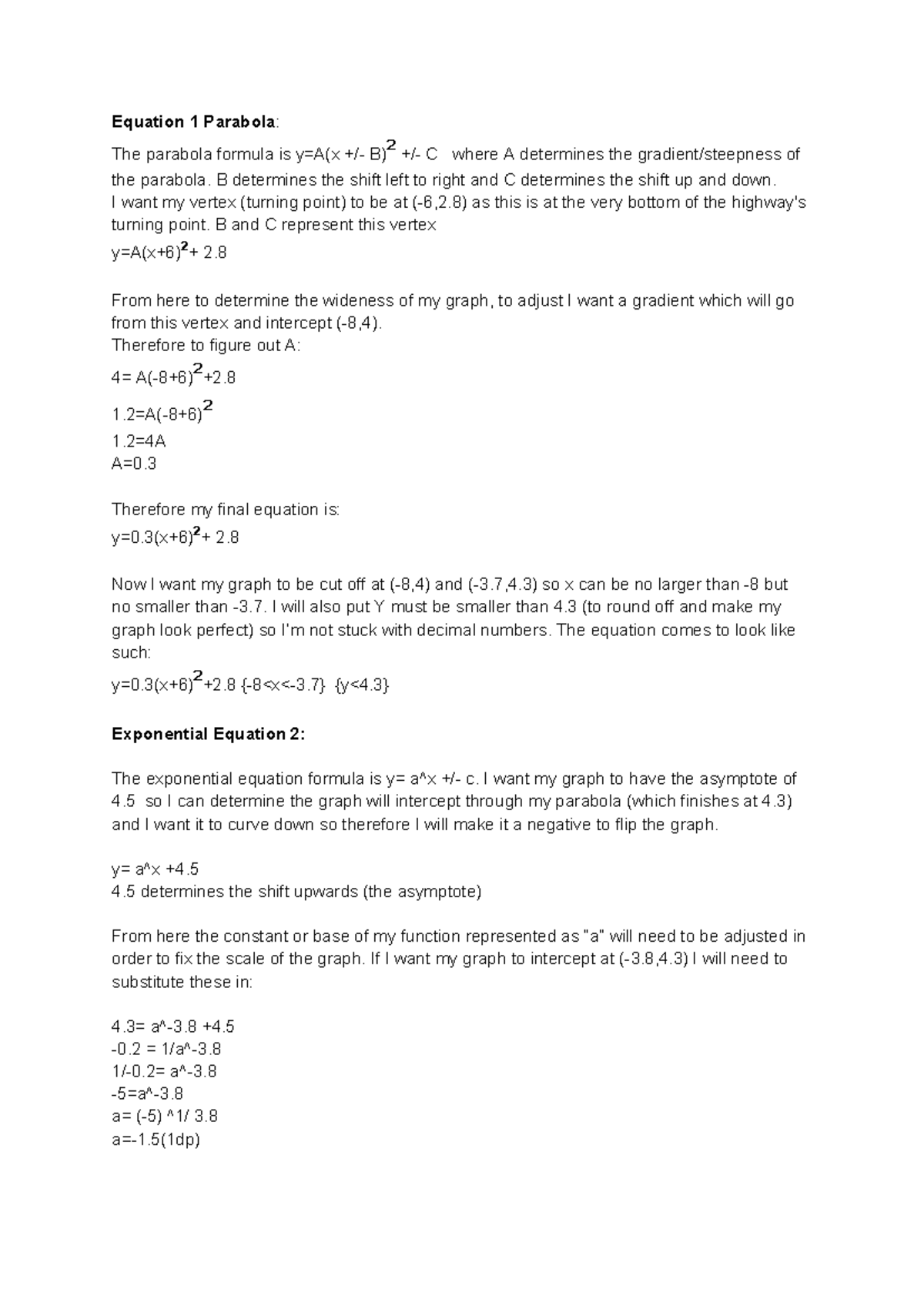 Math 101: Parabola, Exponential, Hyperbolic & Linear Equations Notes ...