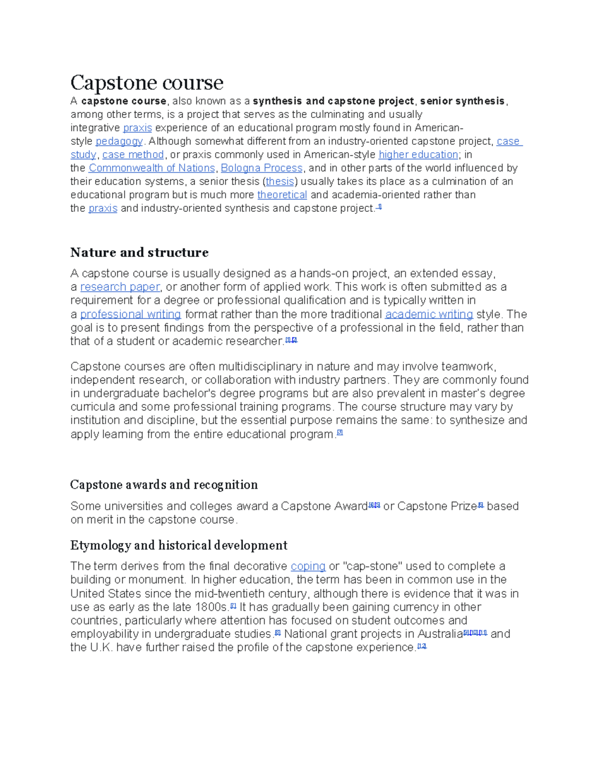 Capstone Course Notes: Synthesis & Project Overview - Studocu