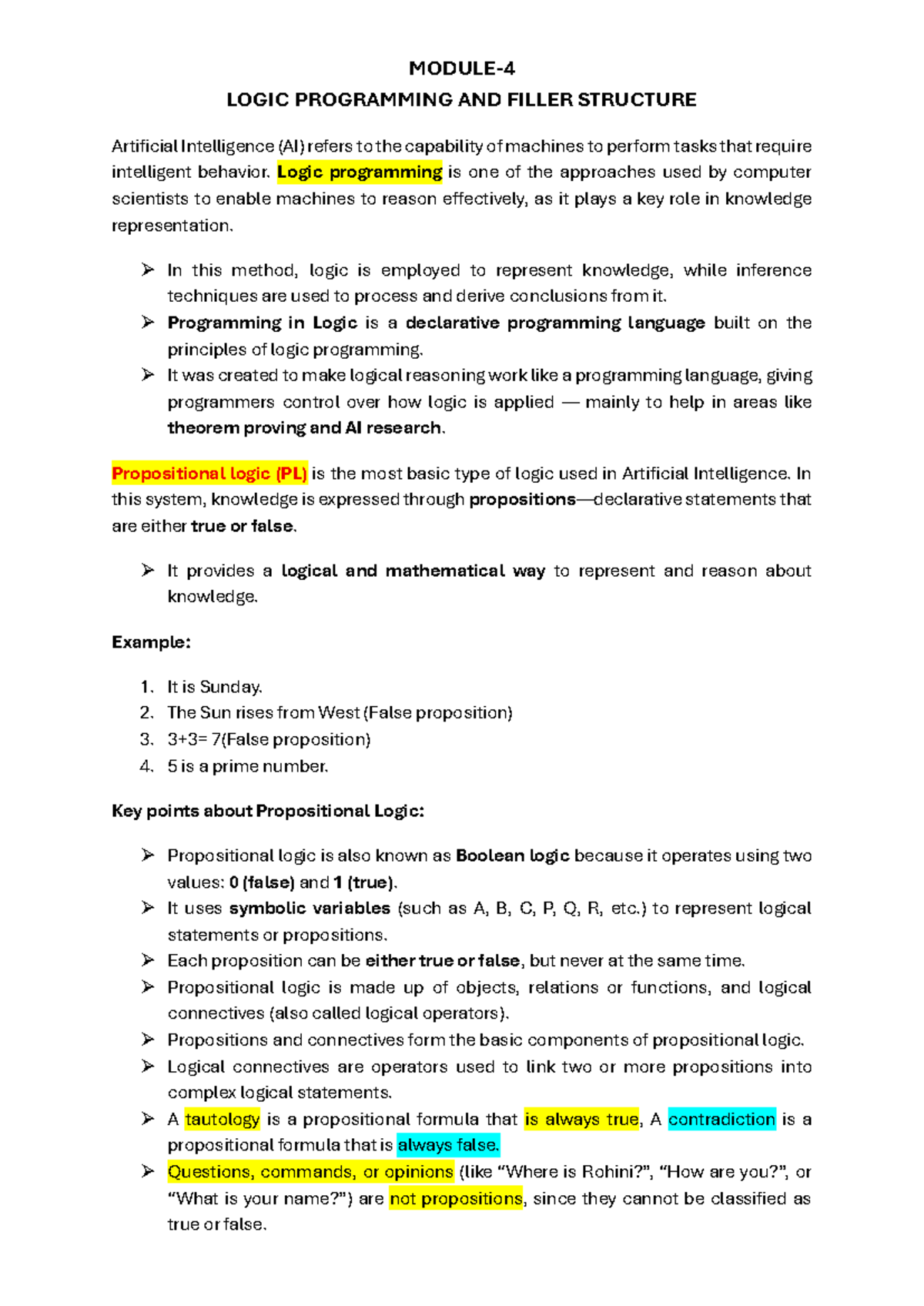FALL2025-26 CSE3002 TH: Logic Programming & Propositional Logic Overview - Studocu