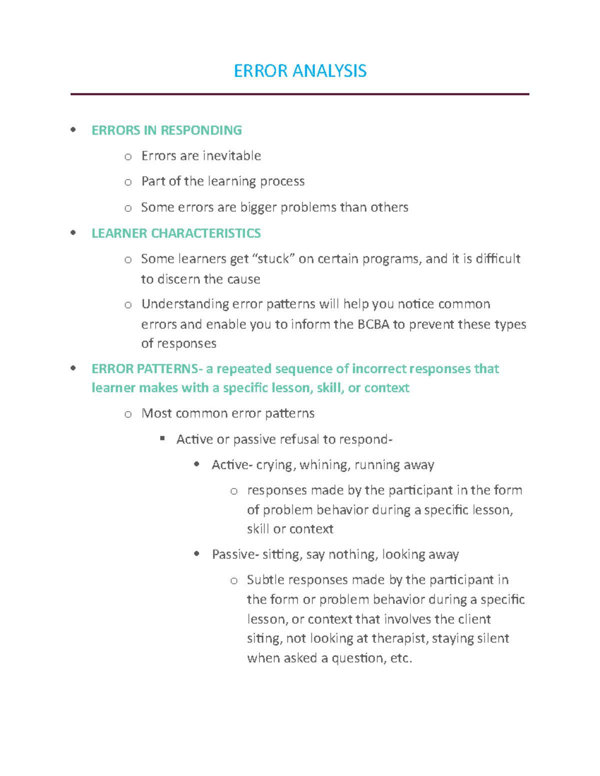 Error Analysis in RBT Certification Course - Key Patterns and Issues ...