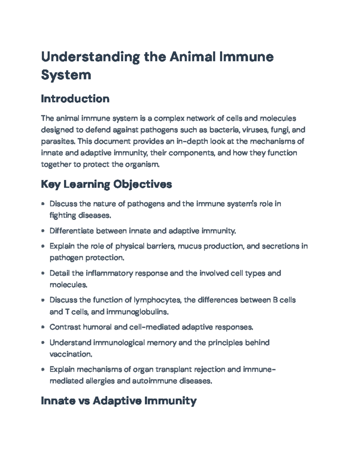 Understanding the Animal Immune System: Mechanisms & Functions (BIO 101 ...