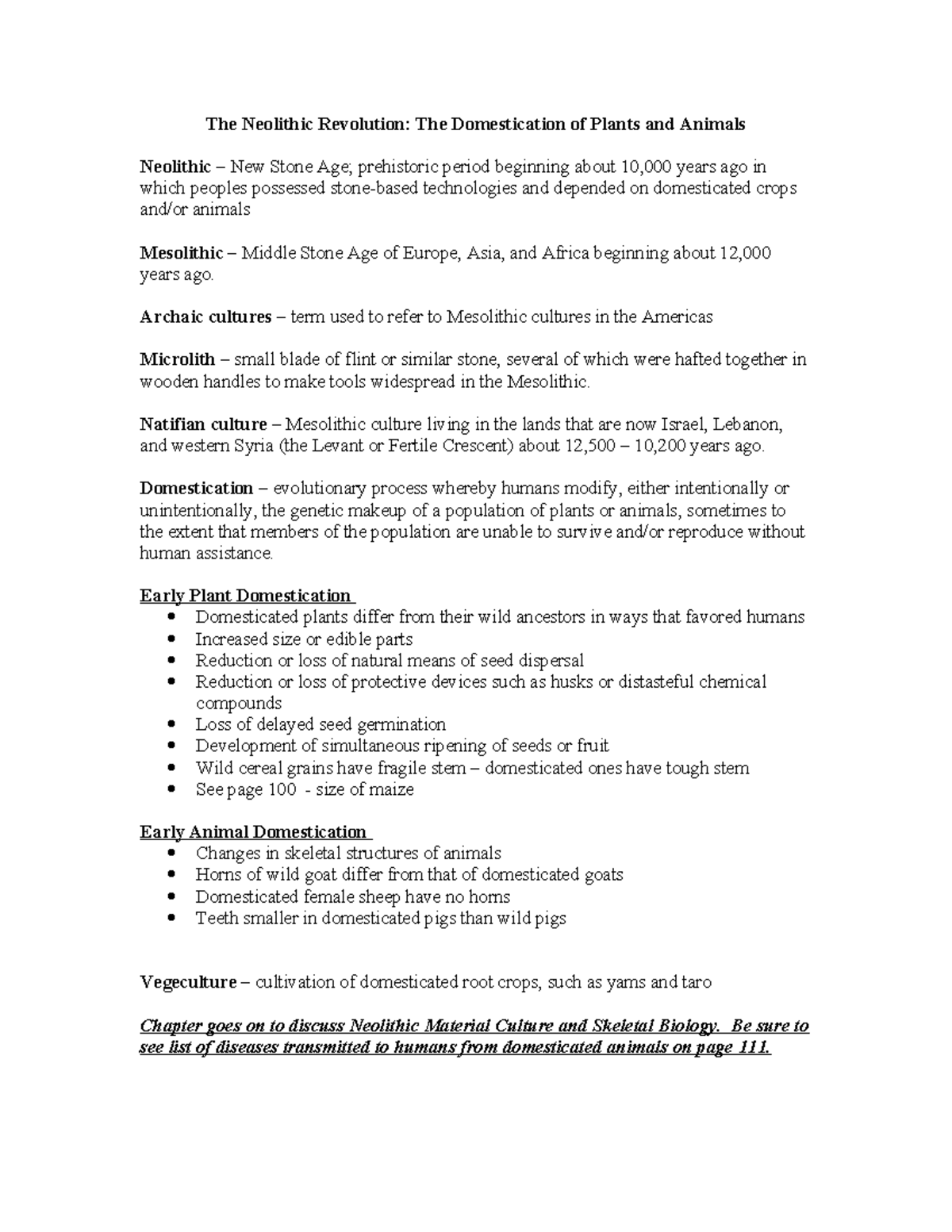 Neolithic Revolution: Plant & Animal Domestication Overview - Studocu