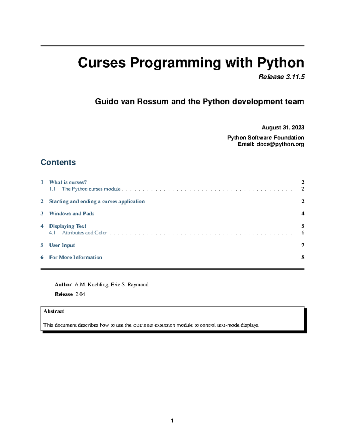 CSE 101: Curses Programming with Python - A Comprehensive Guide - Studocu