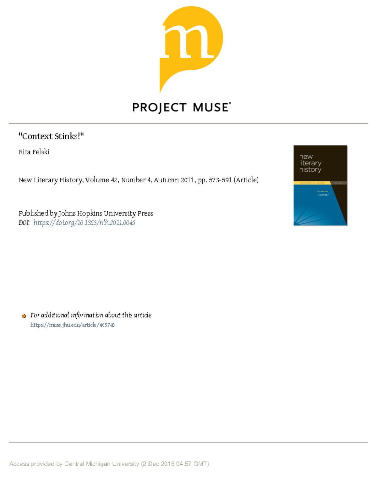 Context Stinks: Reevaluating Text and Context in Literary Studies (ENG ...