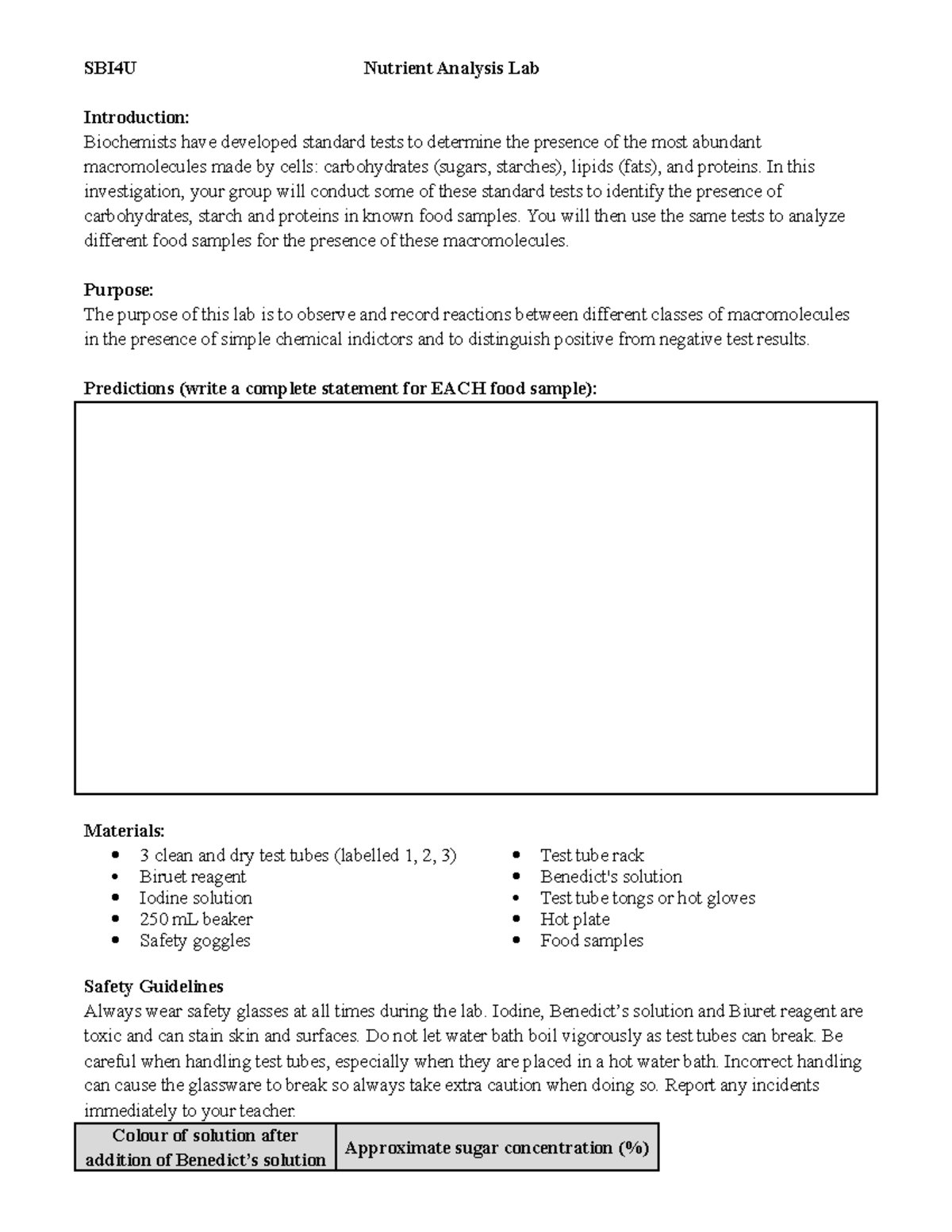 Lab - Nutrient Analysis Report 12U lab- great source- lipids, proteins ...