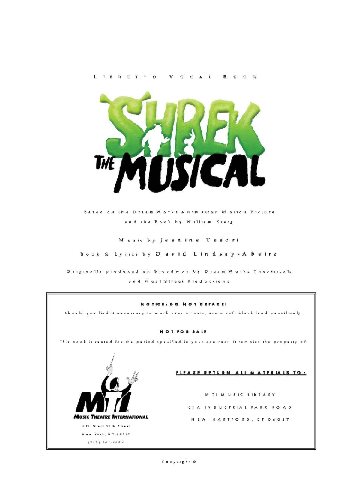 Shrek the Musical Libretto: Based on DreamWorks Animation - Studocu