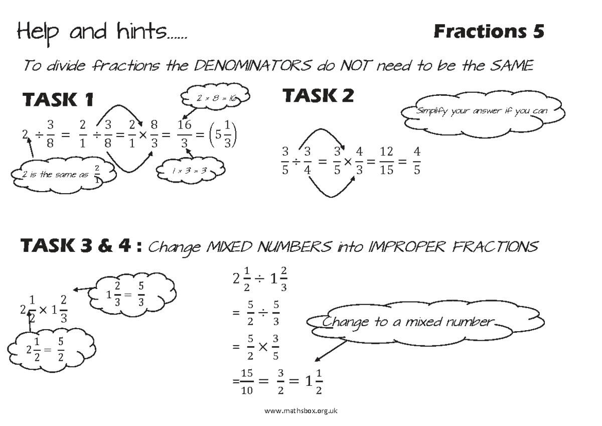 Year 8 Math: Dividing Fractions & Mixed Numbers Tasks - Studocu