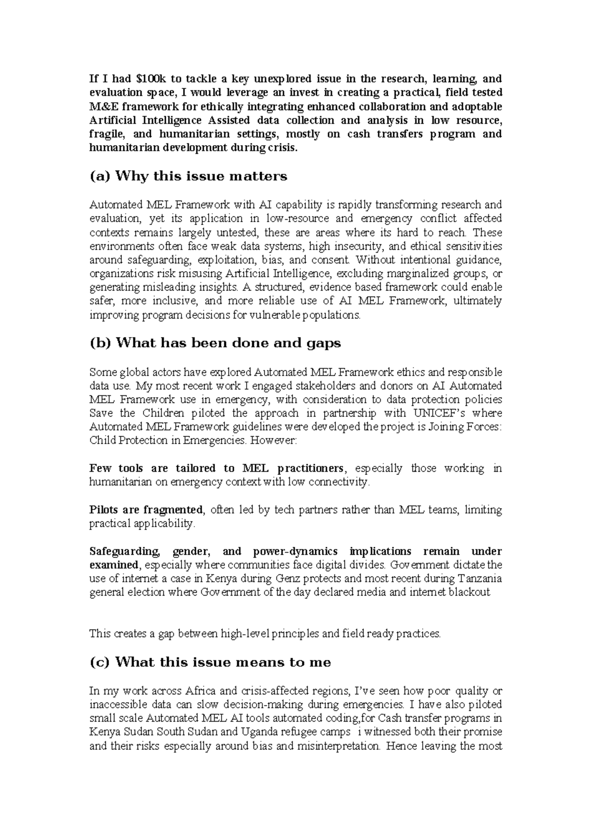 Automated MEL Framework in Humanitarian Contexts: Task 1 Research ...