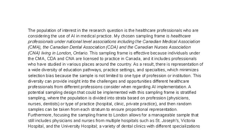 Sampling Healthcare Professionals for AI in Medical Practice - Stat ...