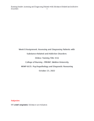 NRNP 6665 Week3 Assignment 2 - Week 3 Assignment 2: Study Plan Student’s Name Institutional ...