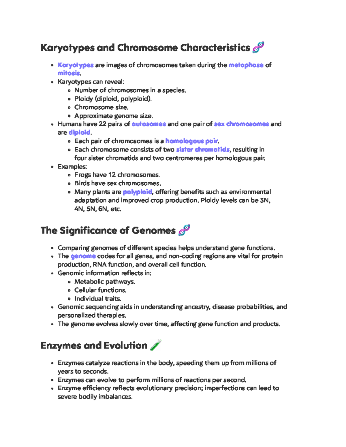 Karyotypes, Genomes, and Ploidy Basics (BIO101 Lecture Notes) - Studocu