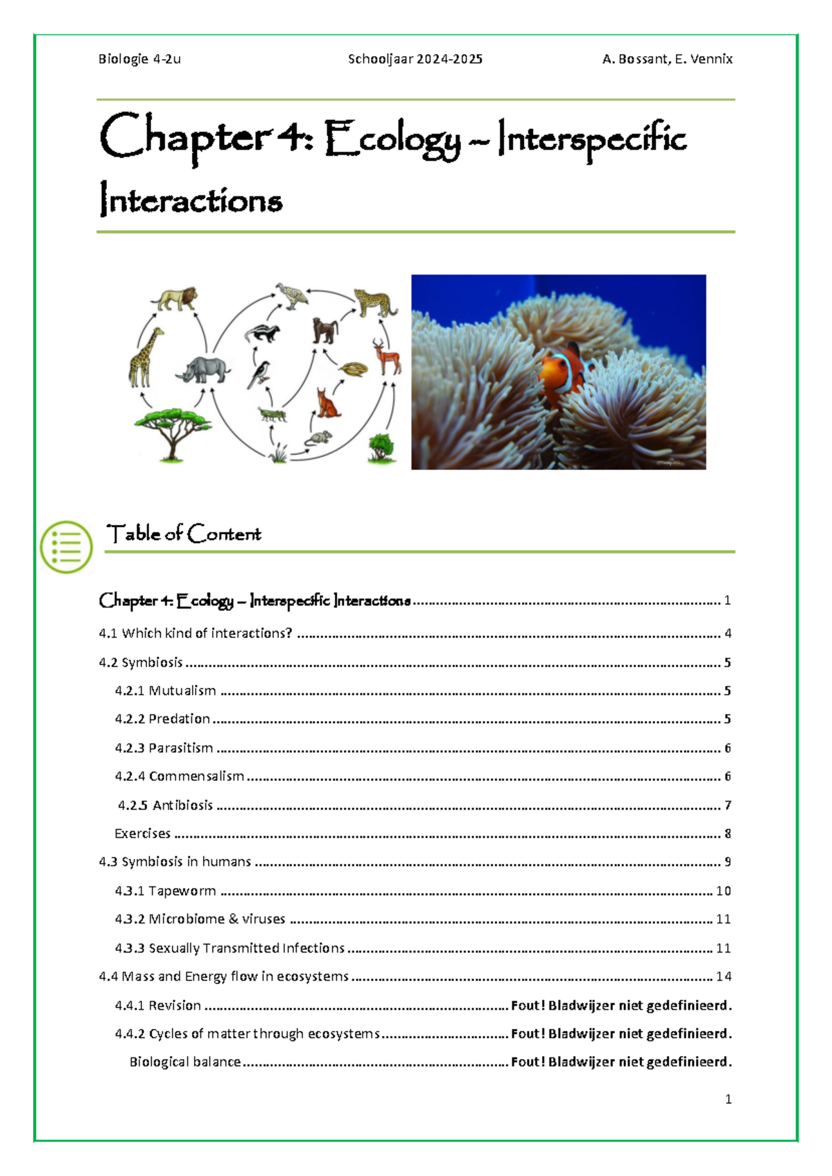 Biologie 4-2u: Chapter 4 - Ecology & Interspecific Interactions Notes ...