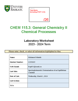 Template for Chem 115 experiment 5 (tables A + B) - Chem 115.3 - Table ...