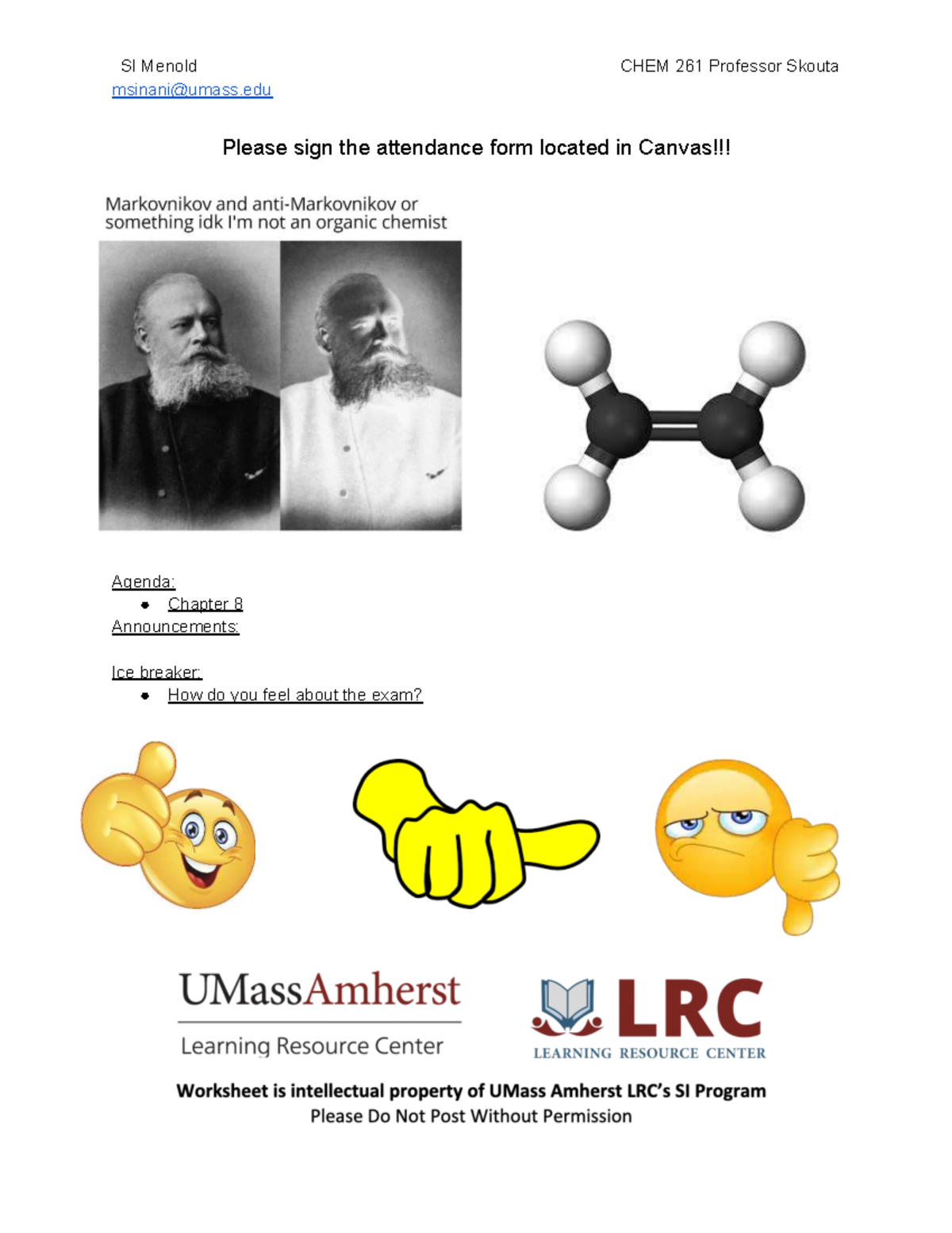 CHEM 261 SI Menold Exam Review Worksheet - Chapter 8 - Studocu