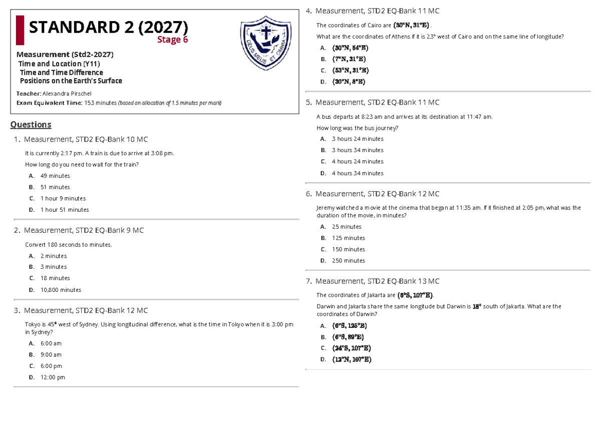 Measurement Standard 2 (2027) - Exam Questions - Studocu