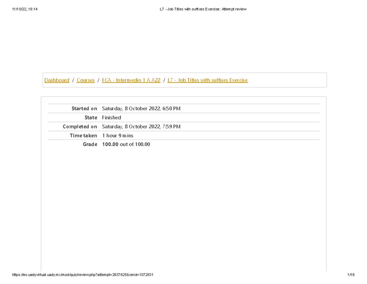 FCA - Intermedio 1 A A22: L7 Job Titles with Suffixes Exercise Review ...