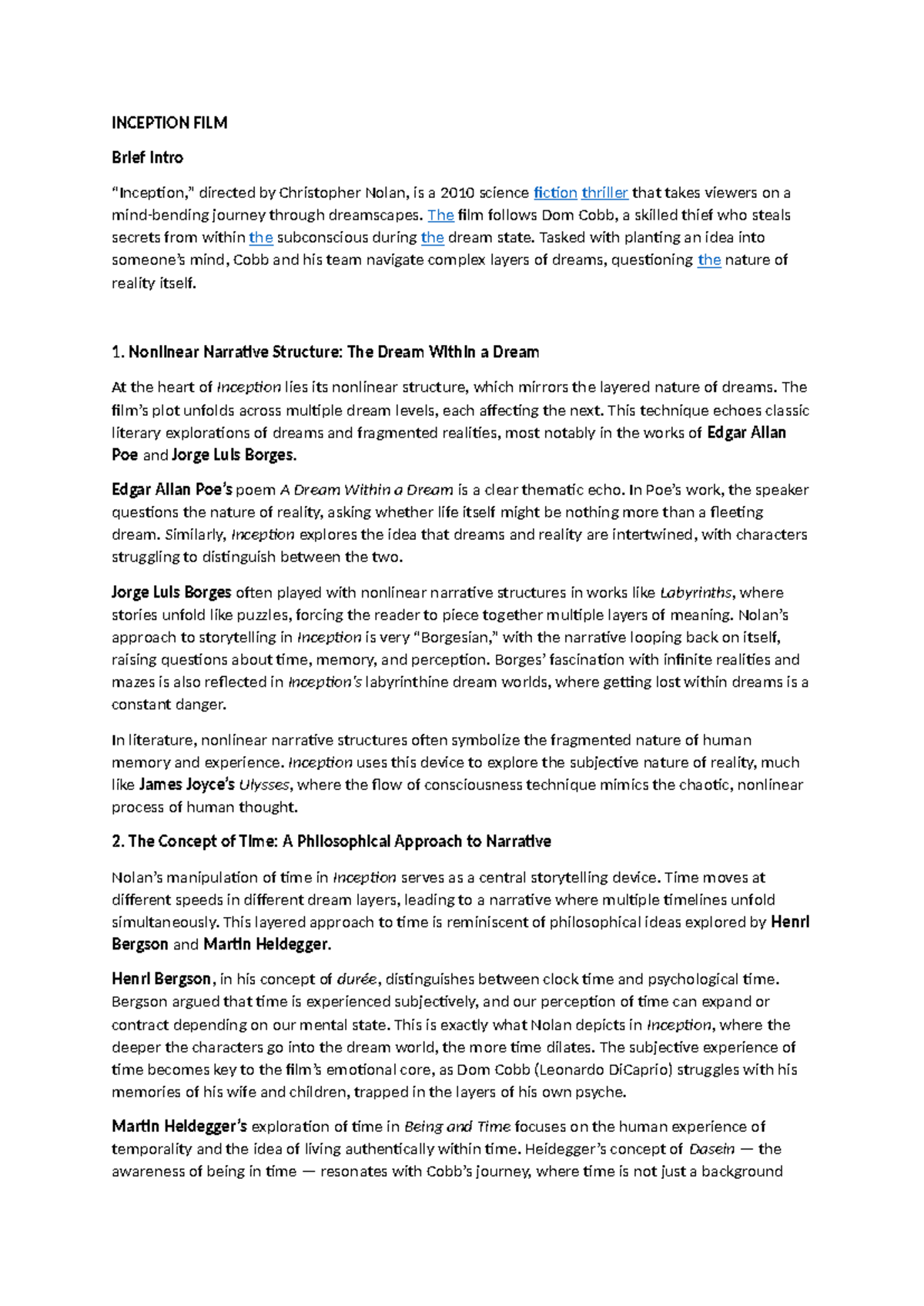 Inception Film Analysis: Themes, Structure, and Philosophical Insights ...