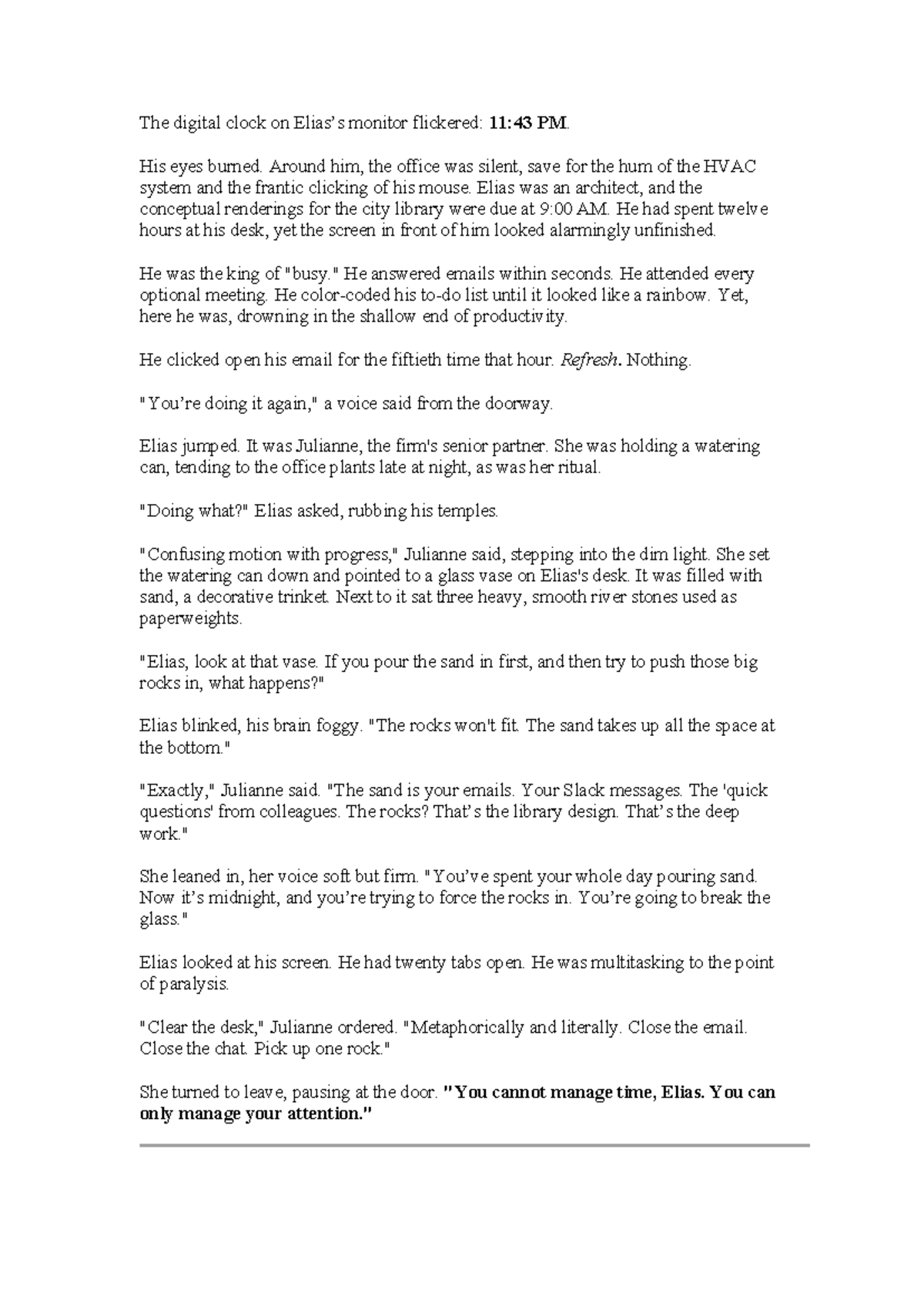 Elias and the Time Management Lesson: A Short Story - Studocu