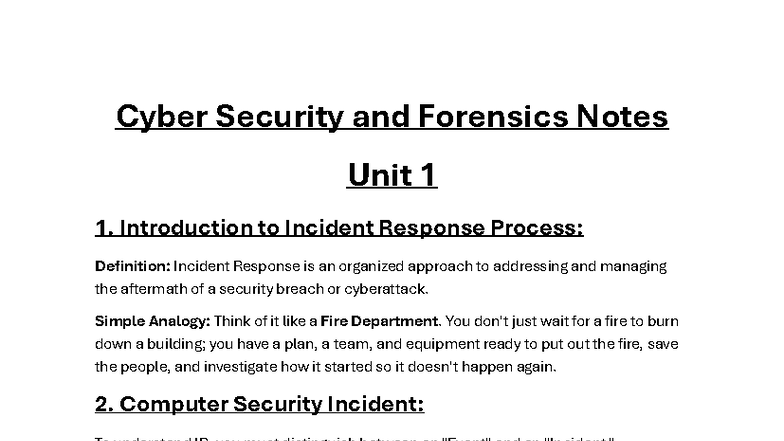Cyber Security and Forensics Notes: Unit 1 & 2 Overview - Studocu