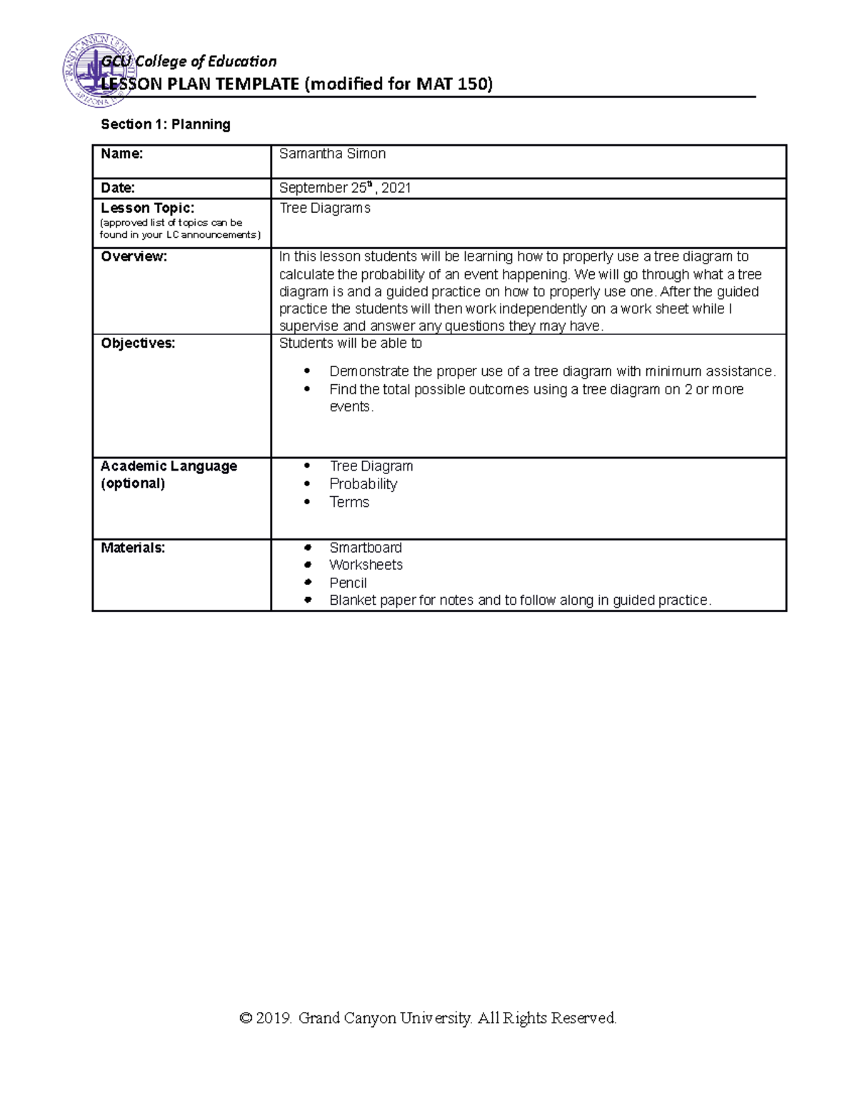 Lesson Plan 1 MAT-151 - LESSON PLAN TEMPLATE (modified for MAT 150 ...