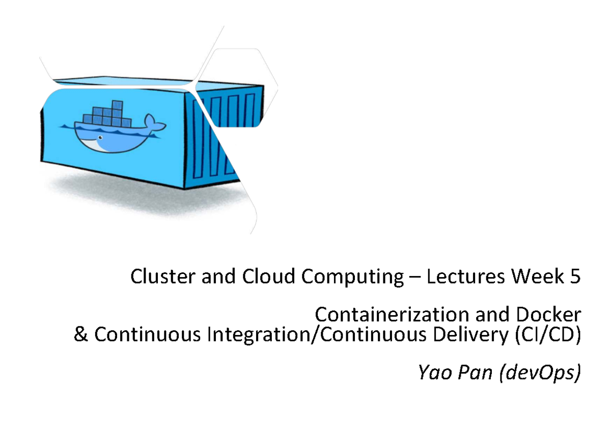 Lectures Week 5: Containerization & Docker in Cloud Computing (DevOps ...