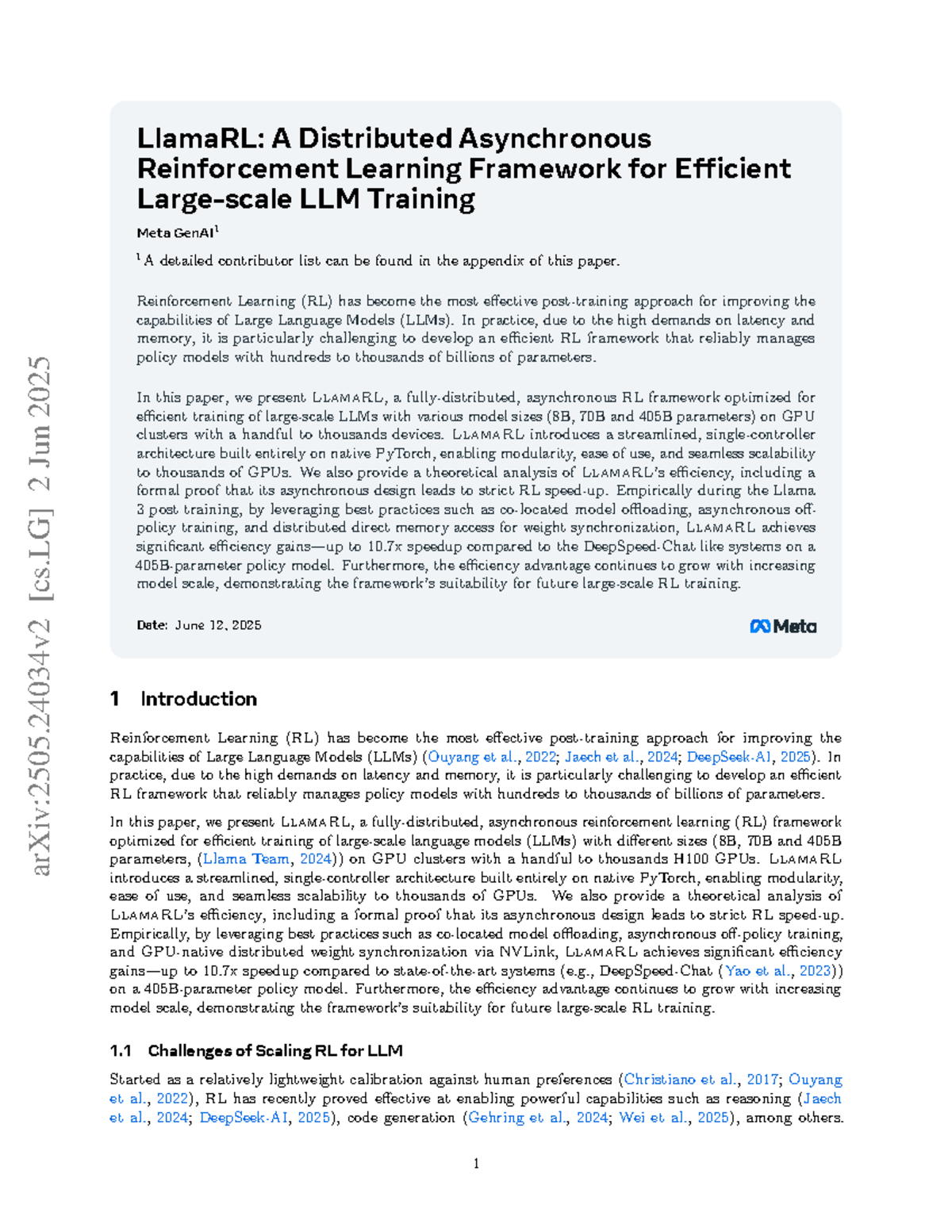 LlamaRL: Efficient Asynchronous RL Framework for LLM Training (Meta GenAI1) - Studocu