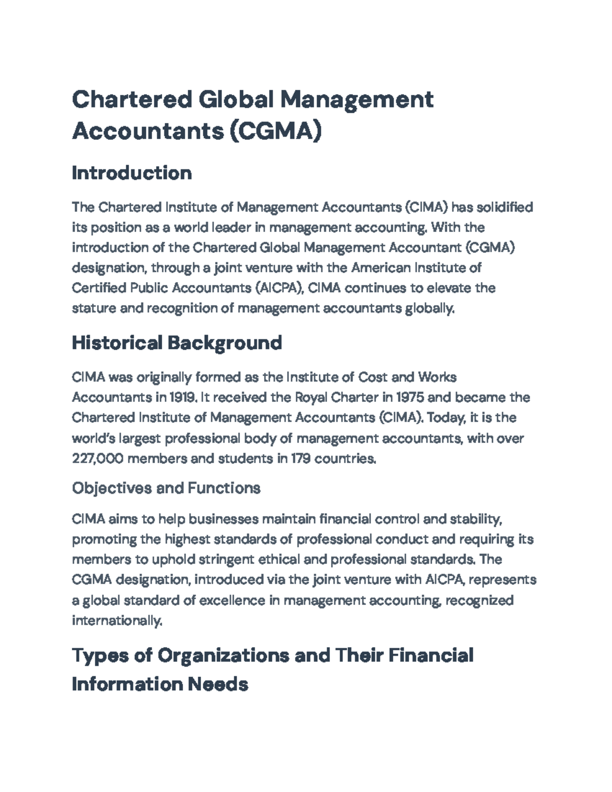 The Role of CGMA in Enhancing Business Success and Financial Control ...