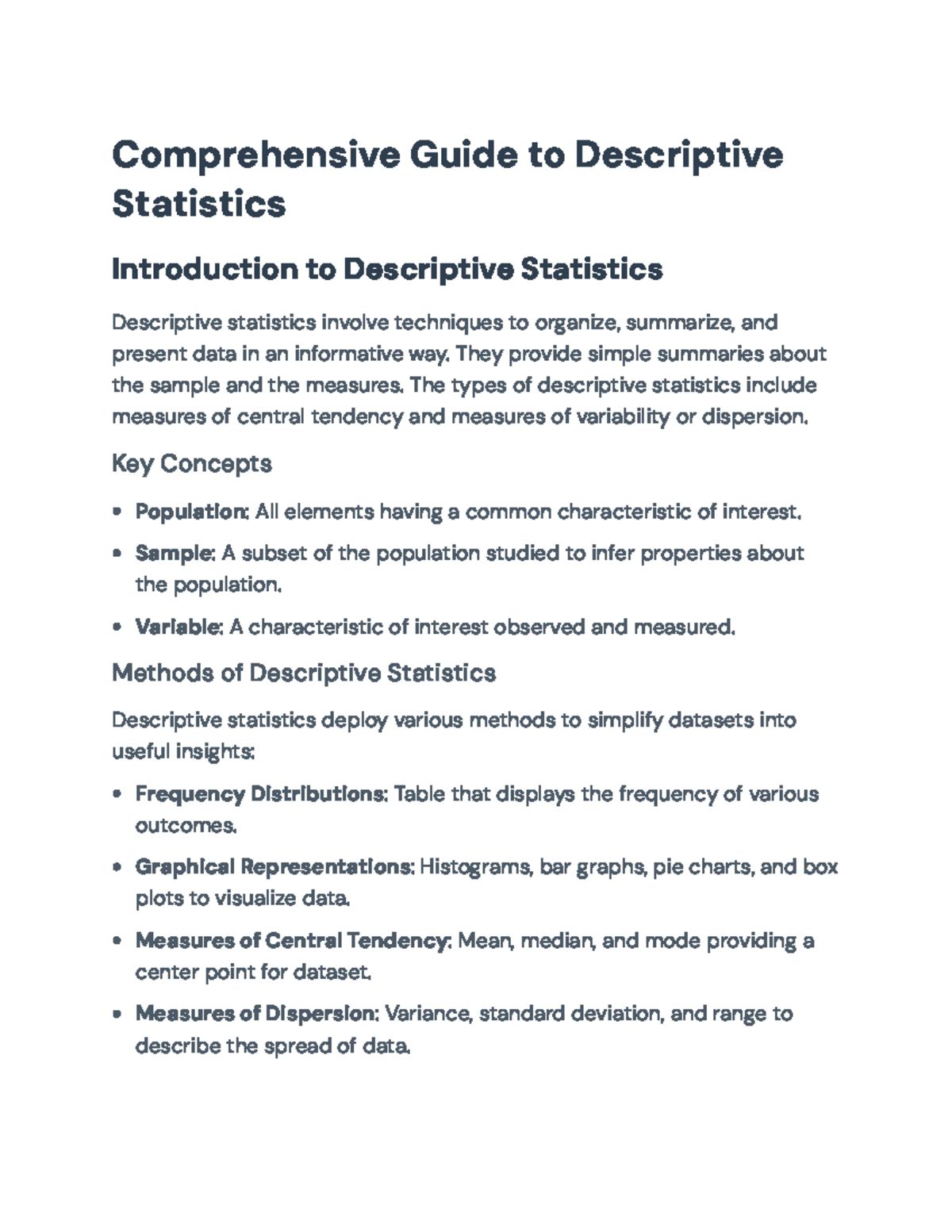 Comprehensive Guide to Descriptive Statistics: Methods and Applications ...