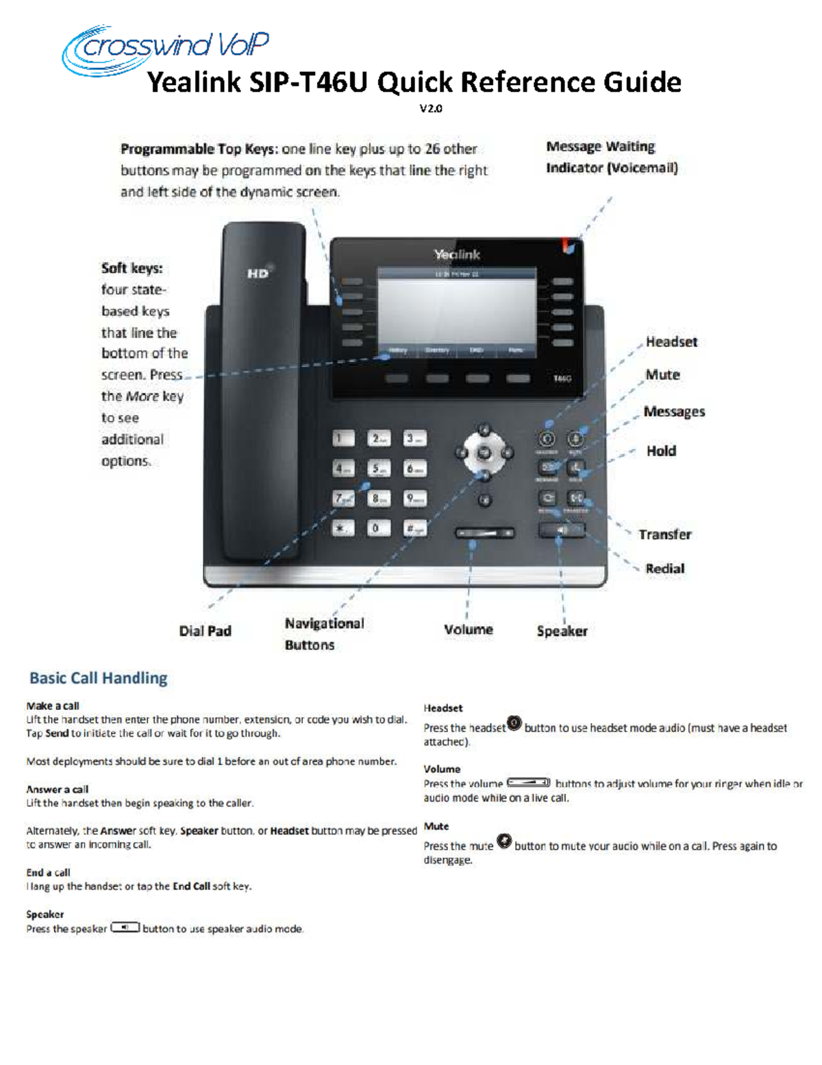 Sipt46u: Yealink VoIP Quick Reference Guide V2.0 - Studocu