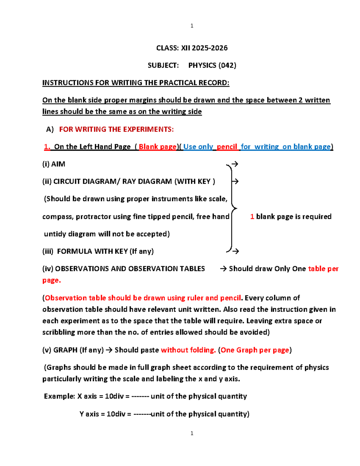 Class 12 Physics Practical Record Writing Instructions (042) 2025-2026 ...